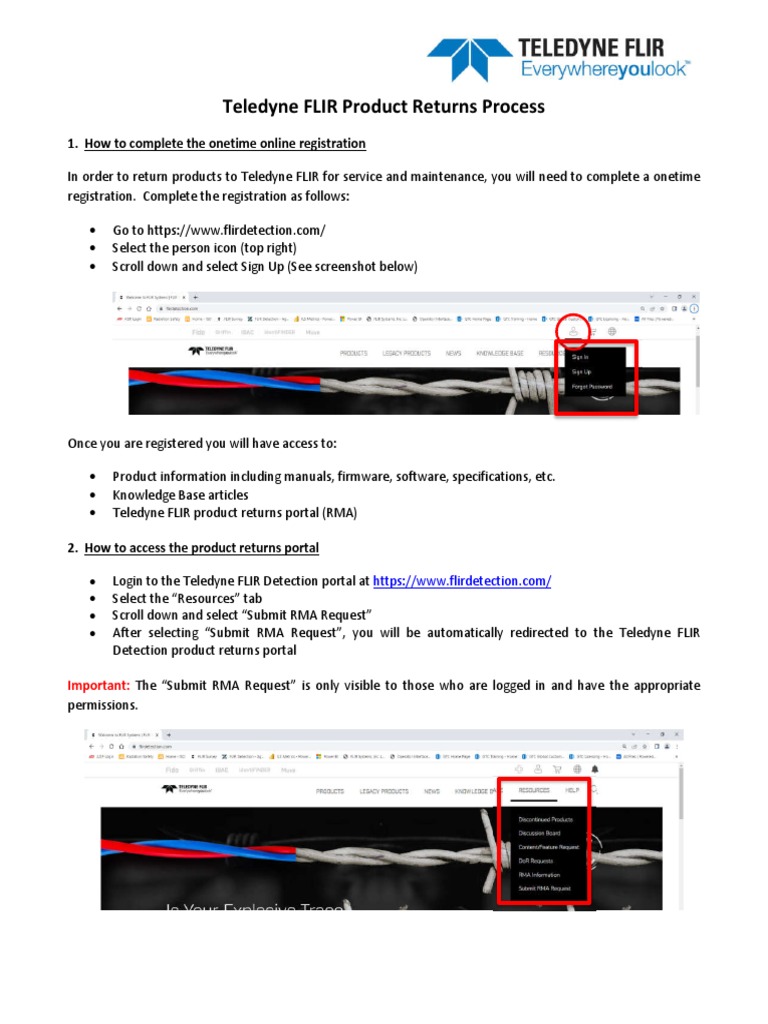 Teledyne FLIR Returns Guide | PDF | Login | Quality Management