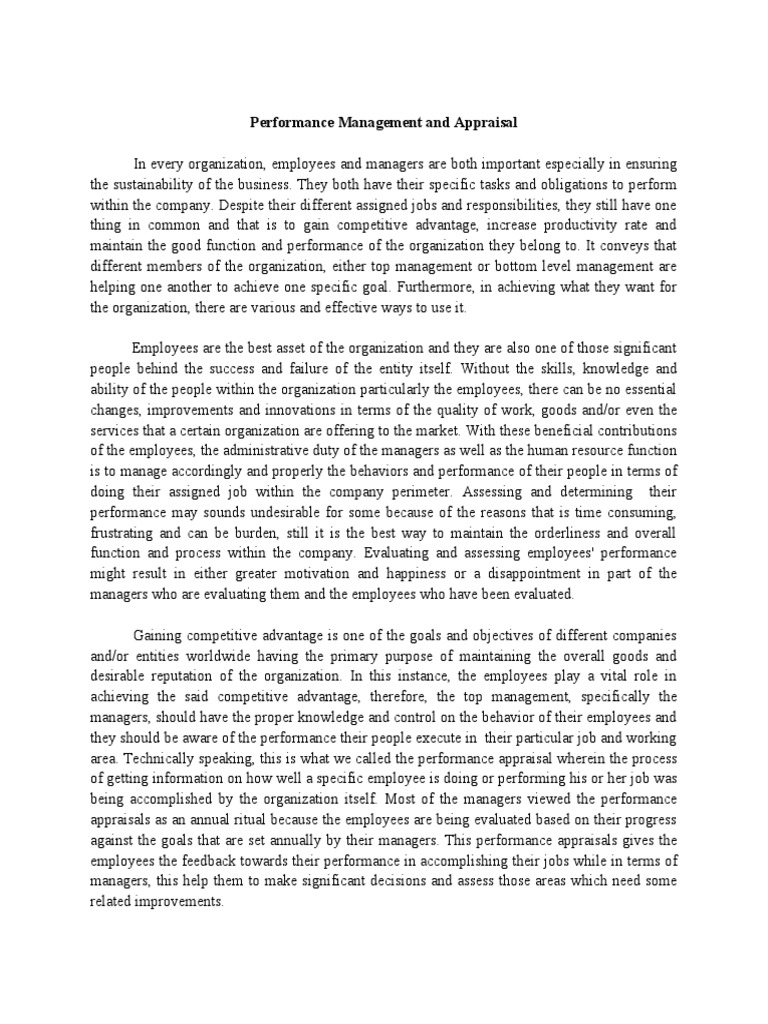 Performance Management And Appraisal Pdf Performance Appraisal
