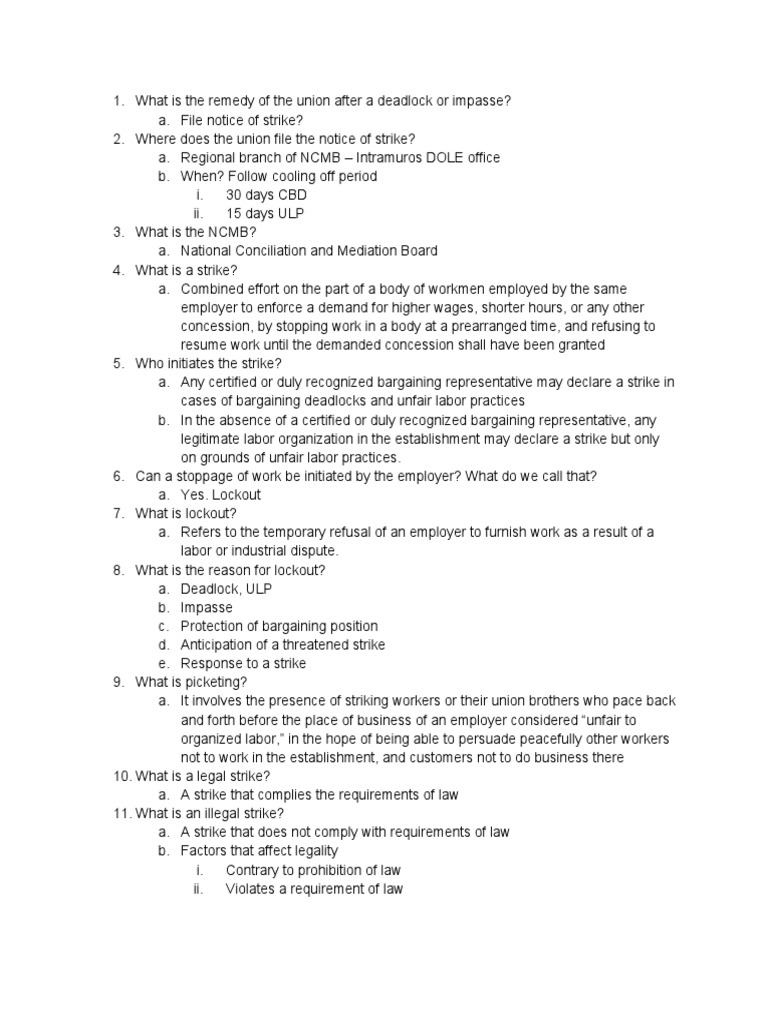 Strikes and Lockouts Monday Class | PDF | Strike Action | Employment