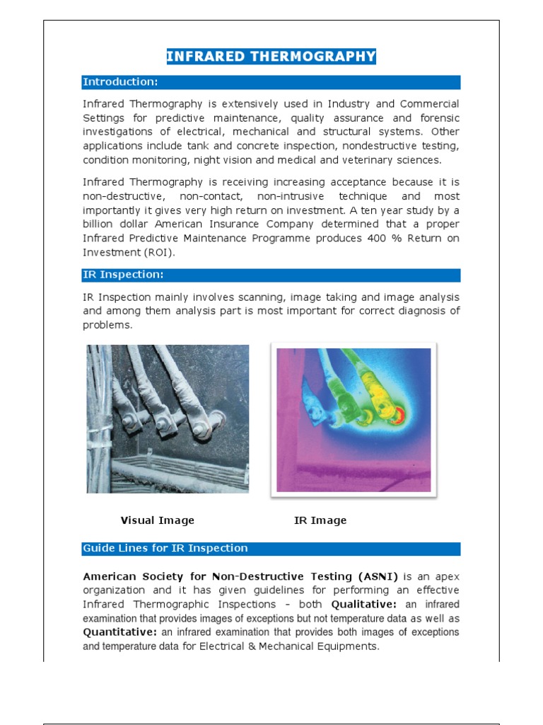 Infrared Thermography for Inspections | PDF | Infrared | Thermography