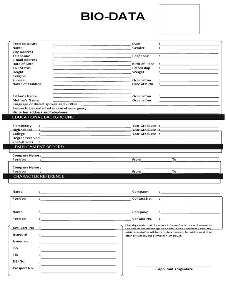 Bio Data Final | PDF