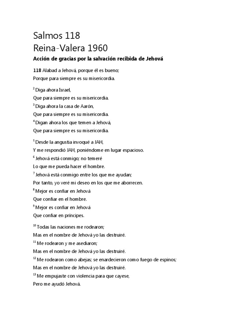 Salmos 118. Reina Valera | PDF