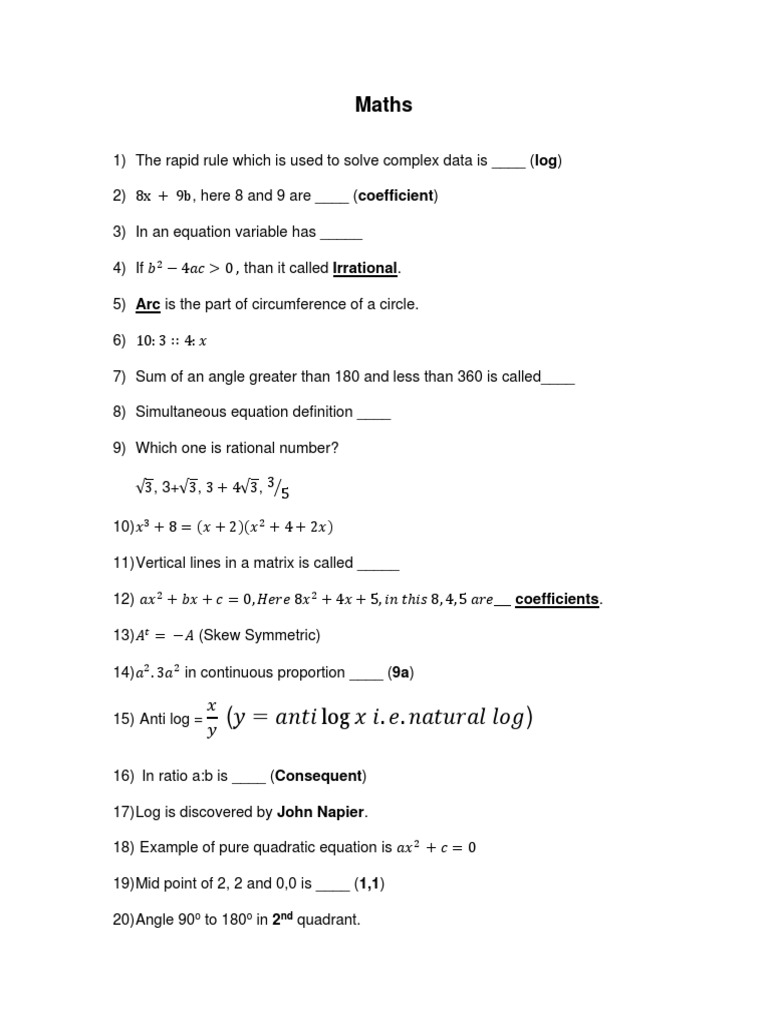 Maths Concepts for Navy Test Prep | PDF