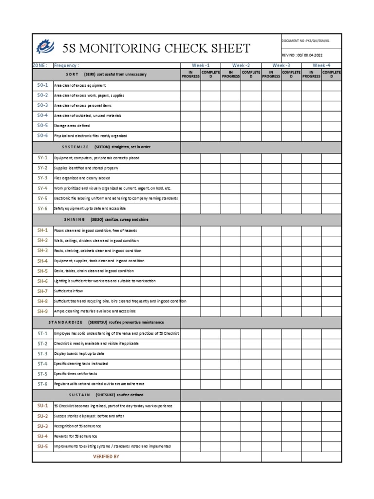 5S ChecSHEET | PDF
