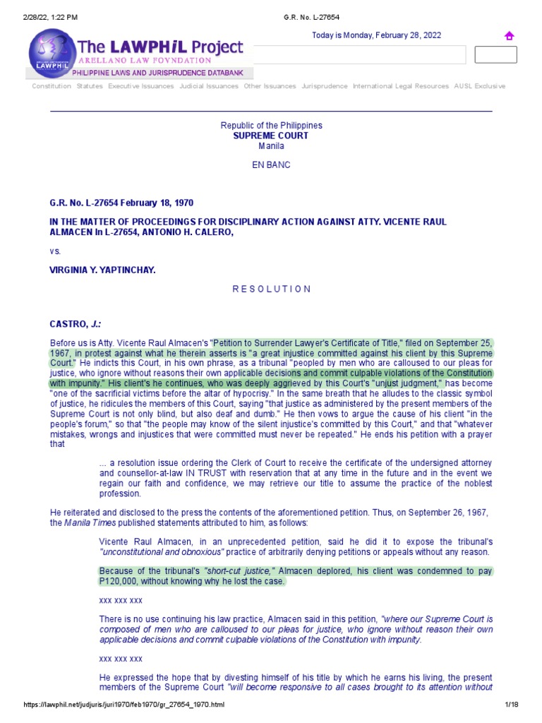 G.R. No. L-27654 in Re Almacen 31 SCRA 562 | PDF | Appellate Court ...