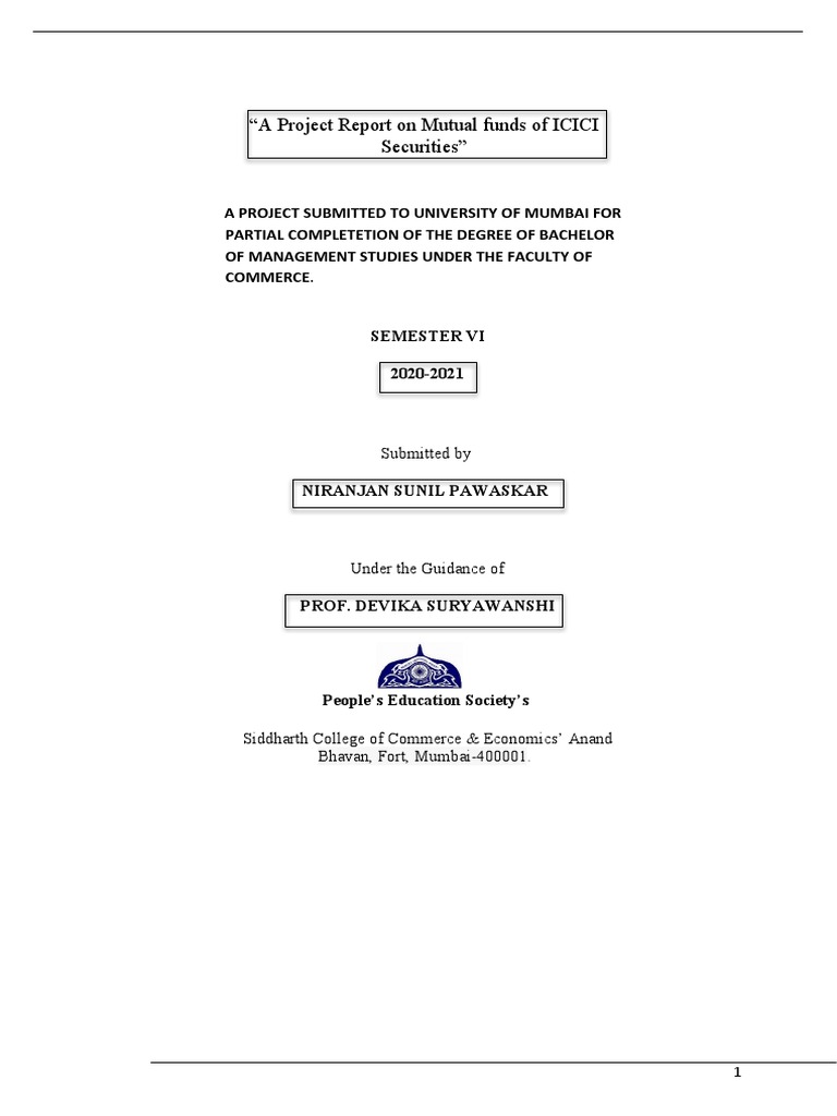 A Project Report On Mutual Funds of ICICI Securities | PDF | Investment ...