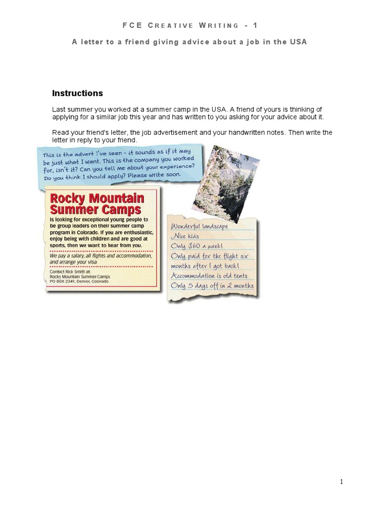 FCE Writing - Letter | PDF