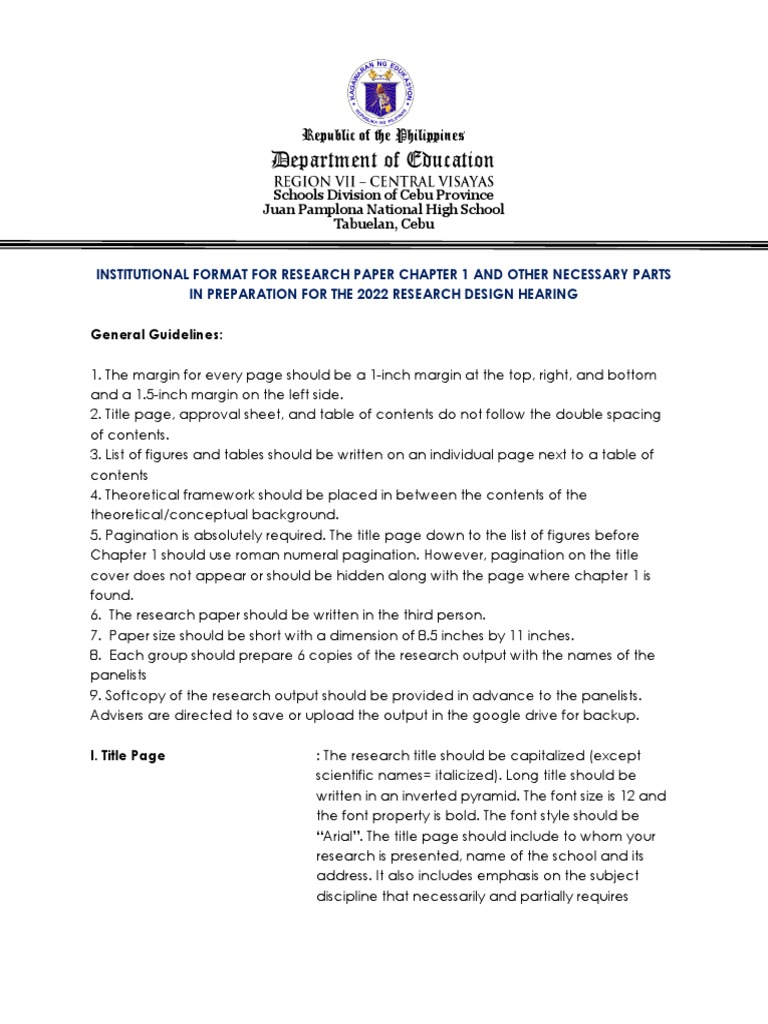 Institutional Format For Chapter 1 Revised 2022 | PDF | Theory ...