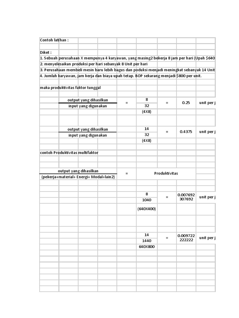 Contoh Hitung Produktivitas | PDF