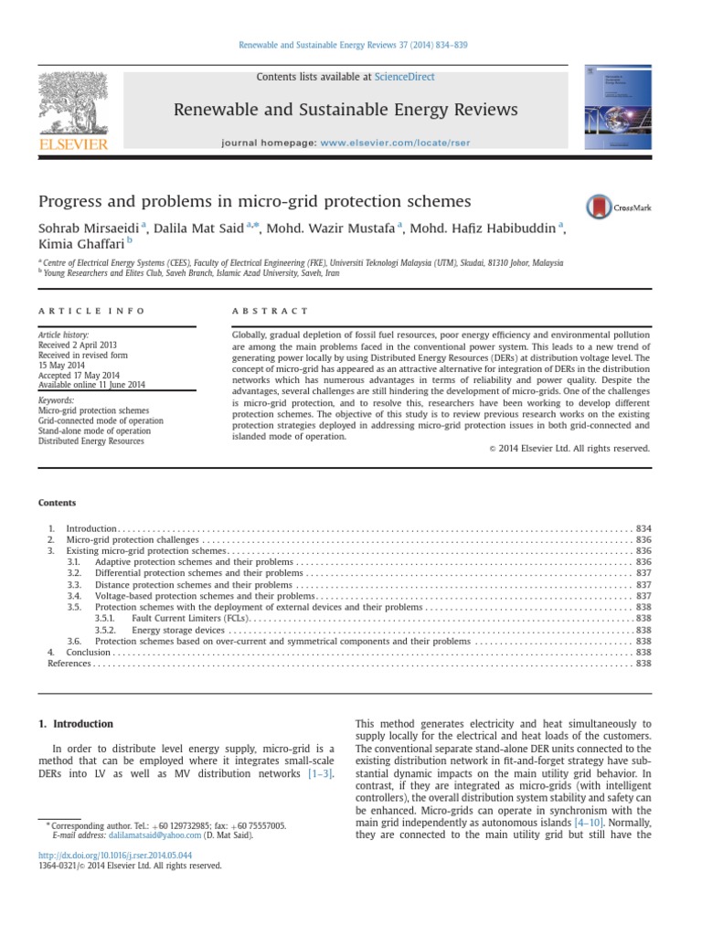 2014 Progress And Problems In Micro Grid Protection Schemes Pdf Distributed Generation