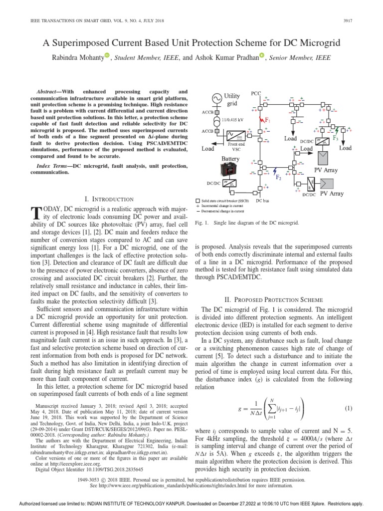 Superimposed Current Protection for DC Microgrid | PDF | Electrical ...