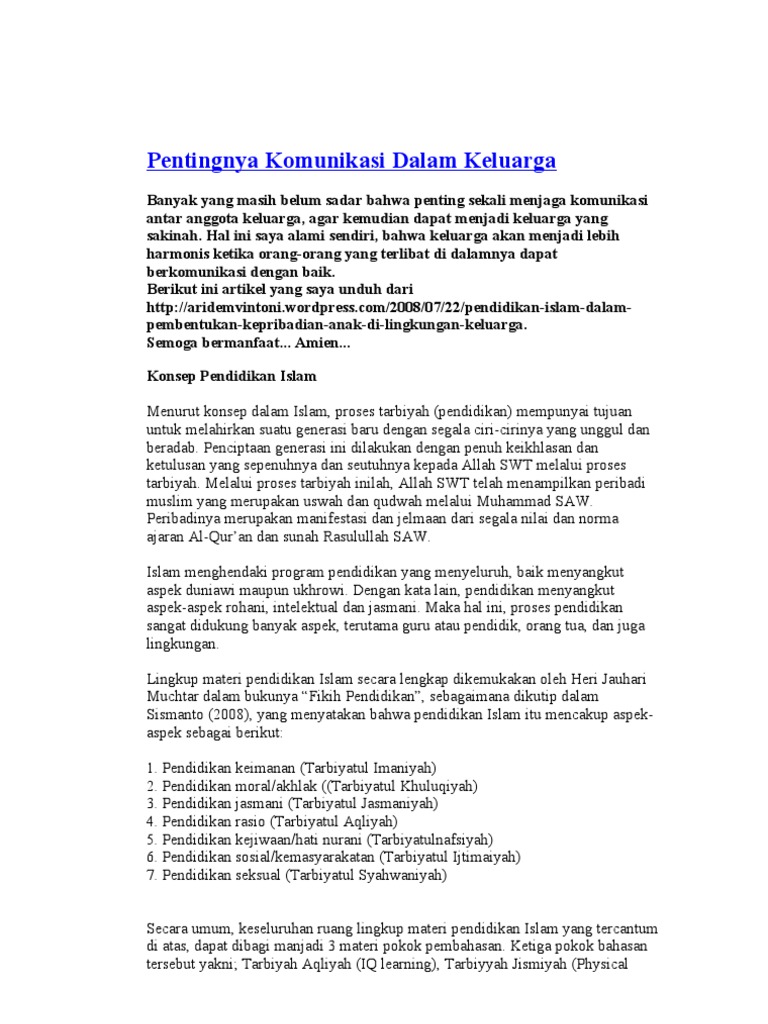 Pentingnya Komunikasi Dalam Keluarga | PDF