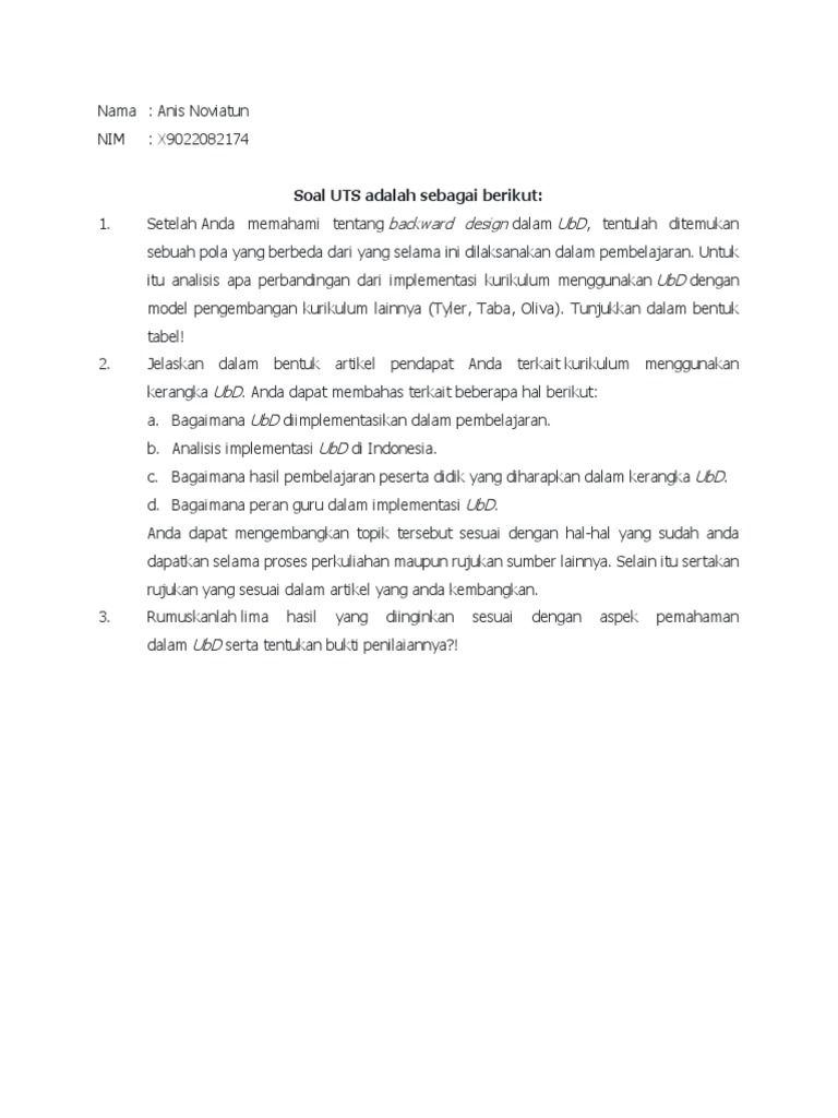 Uts Kurikulum | PDF | Karier & Perkembangan | Pengembangan Diri
