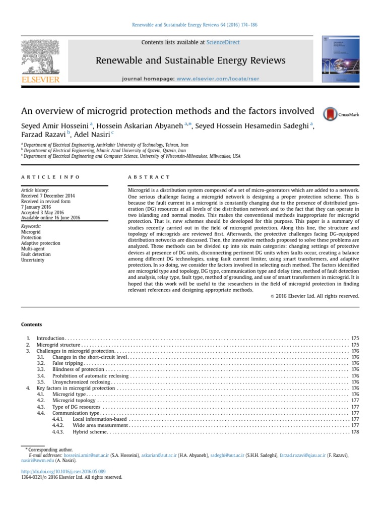 2016 An Overview Of Microgrid Protection Methods And The Factors Involved Pdf Distributed