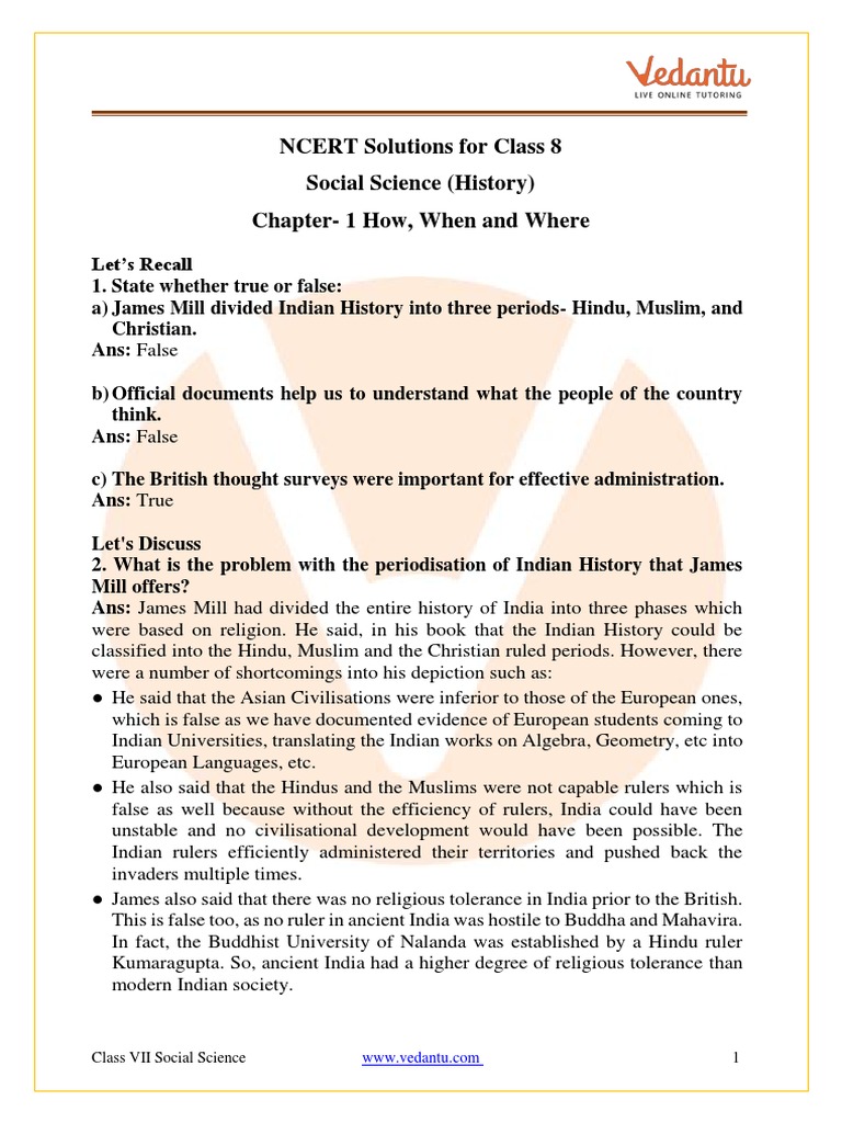 Class 8 Social Science Our Pasts-3 Chapter 1 | PDF | Information ...