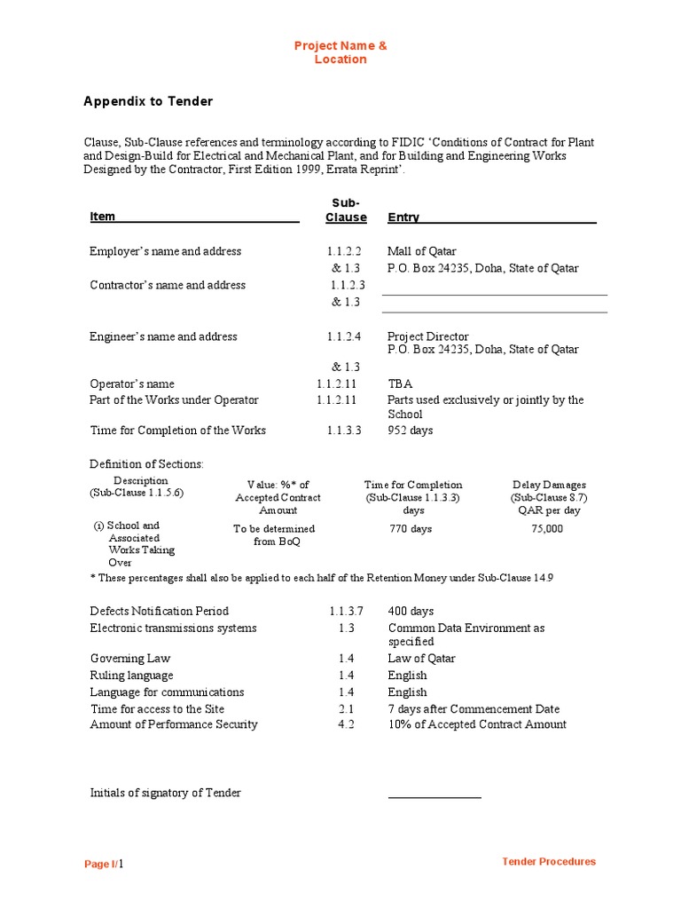Appendix To Tender | PDF | Insurance | Employment