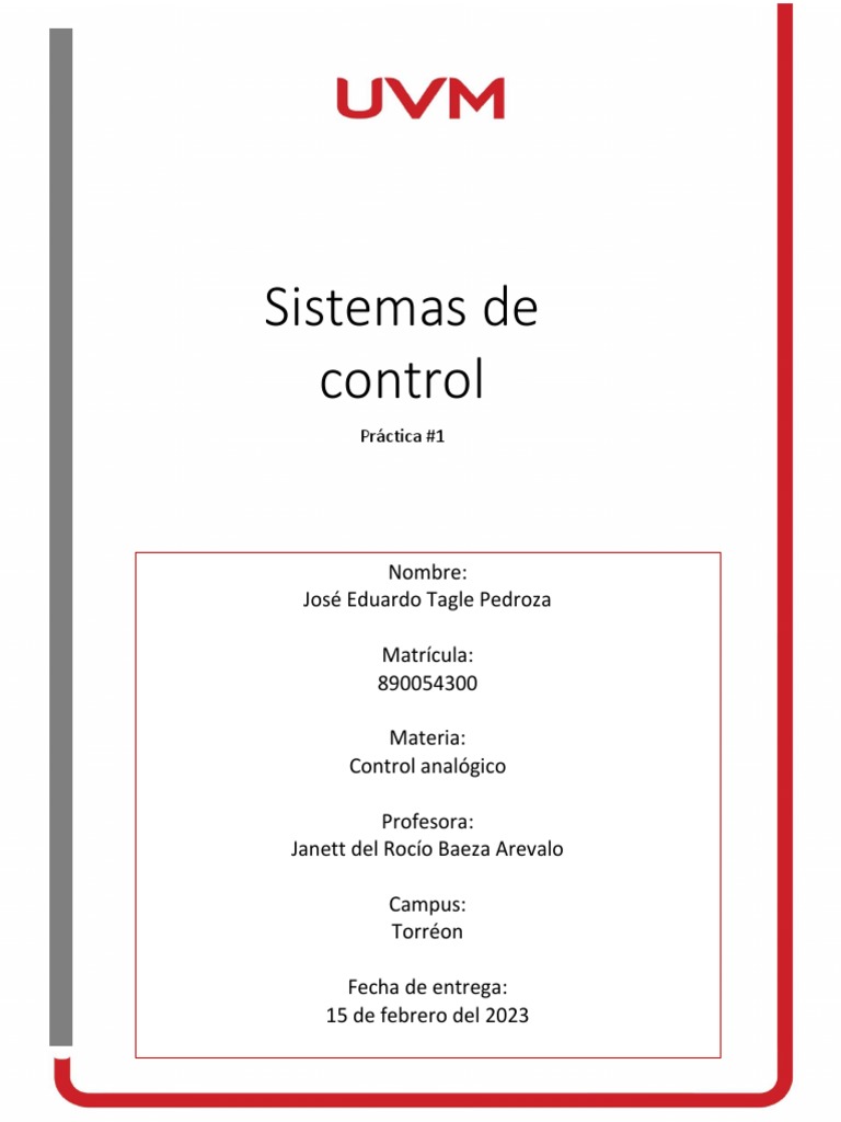 Práctica 1 - Sistemas de Control | PDF | Sistema de control | Ciencias ...