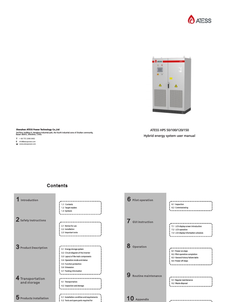 ATESS HPS 50100120150 UserManual | PDF | Power Supply | Power Inverter