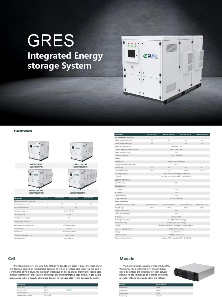 GRES Integrated Energy Storage System | PDF | Photovoltaics | Power Supply