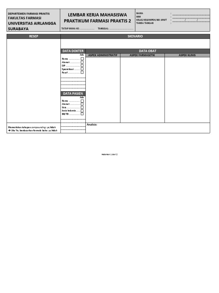 FP 2_Lembar Kerja Pelayanan Resep | PDF