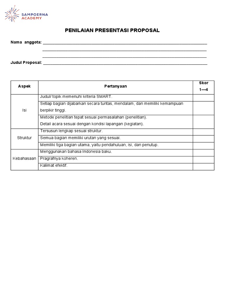 Penilaian Proposal Singkat | PDF