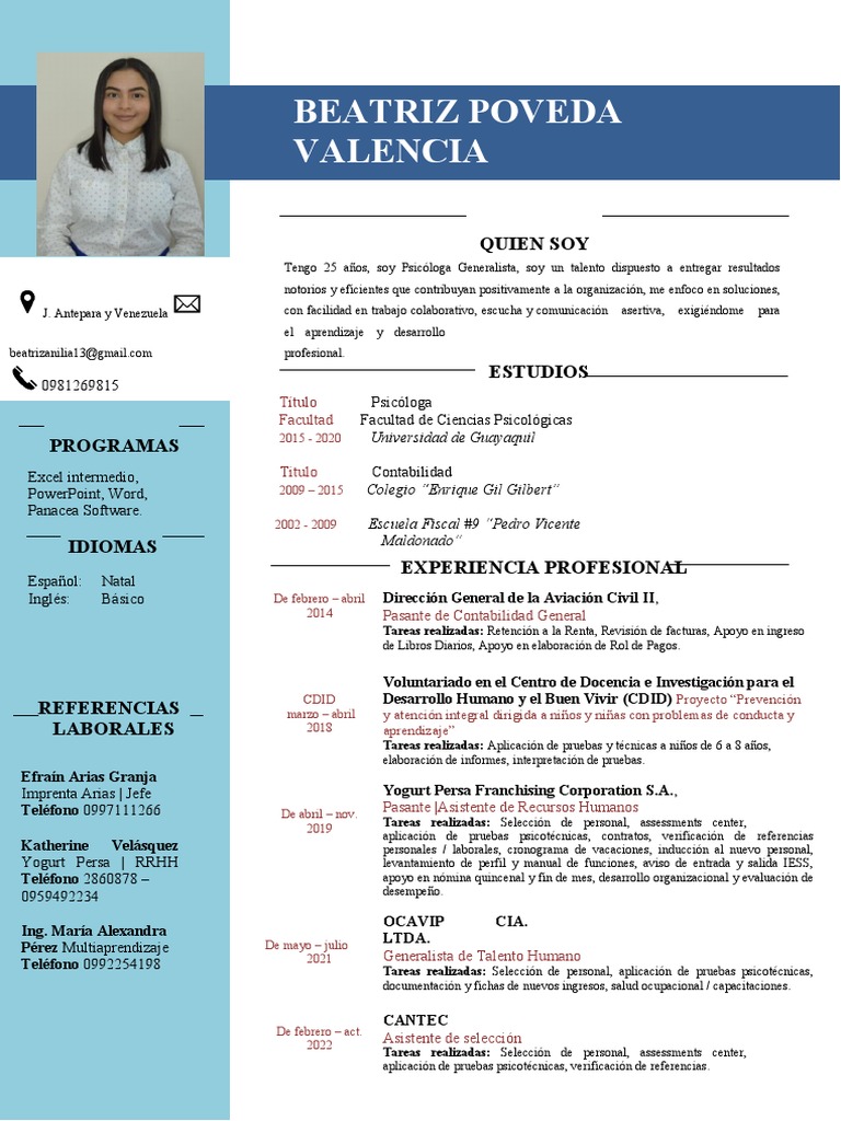 Beatriz Poveda - Curriculum Vitae | PDF | Sicología