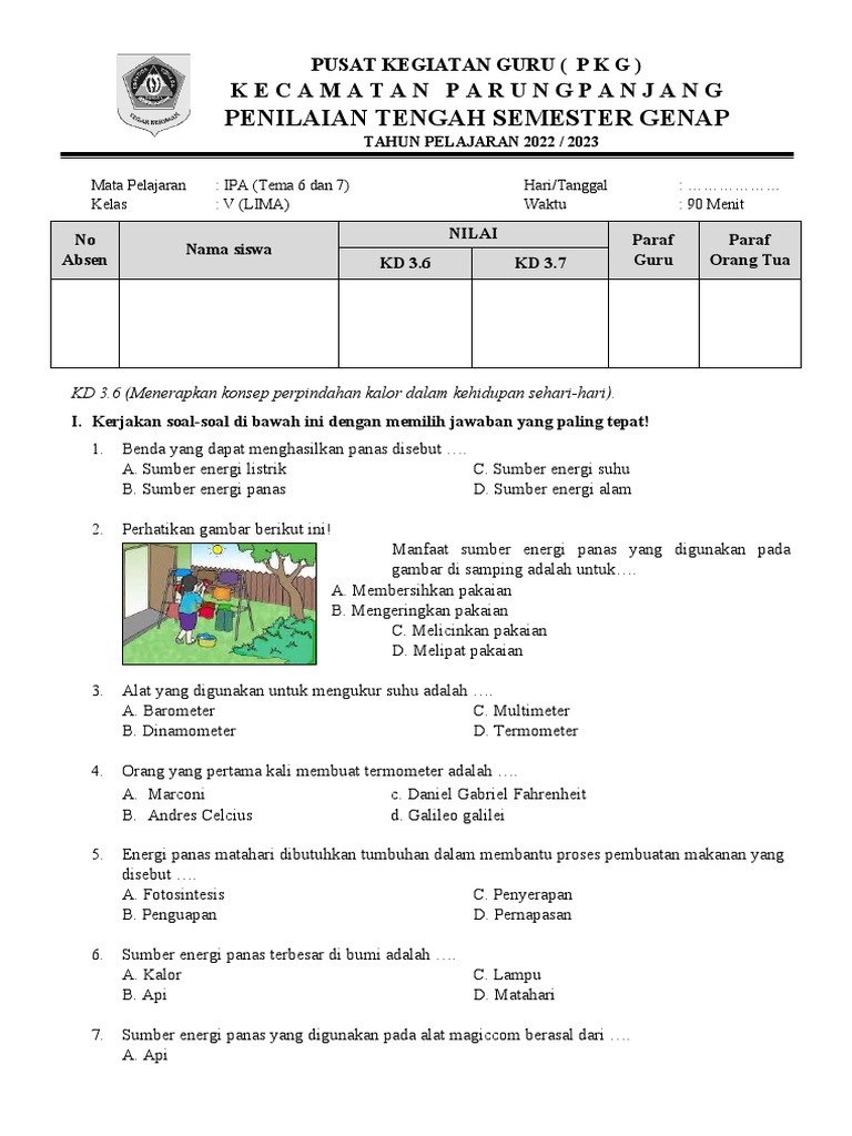 Soal PTS Genap Ipa 2022-2023 | PDF