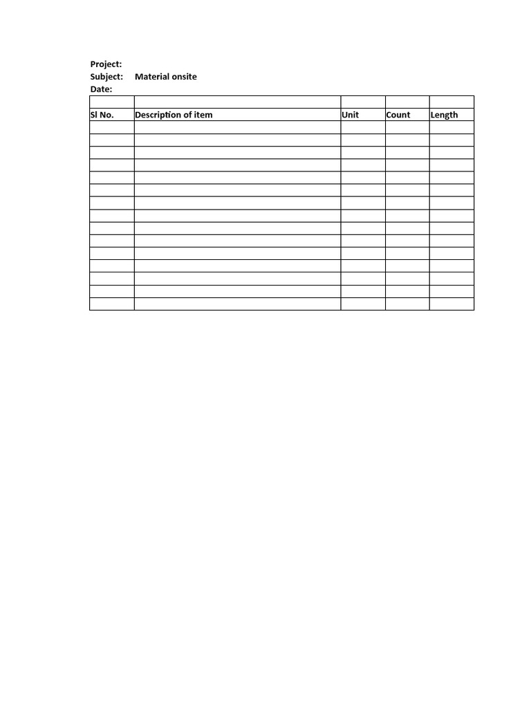 Measurement Sheet | PDF