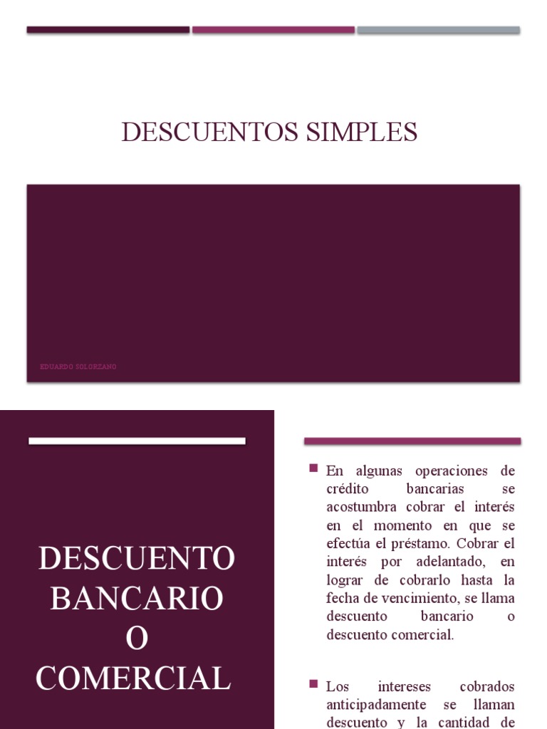 Descuento Bancario: Cálculos y Ejemplos | PDF | Interés | Bancos