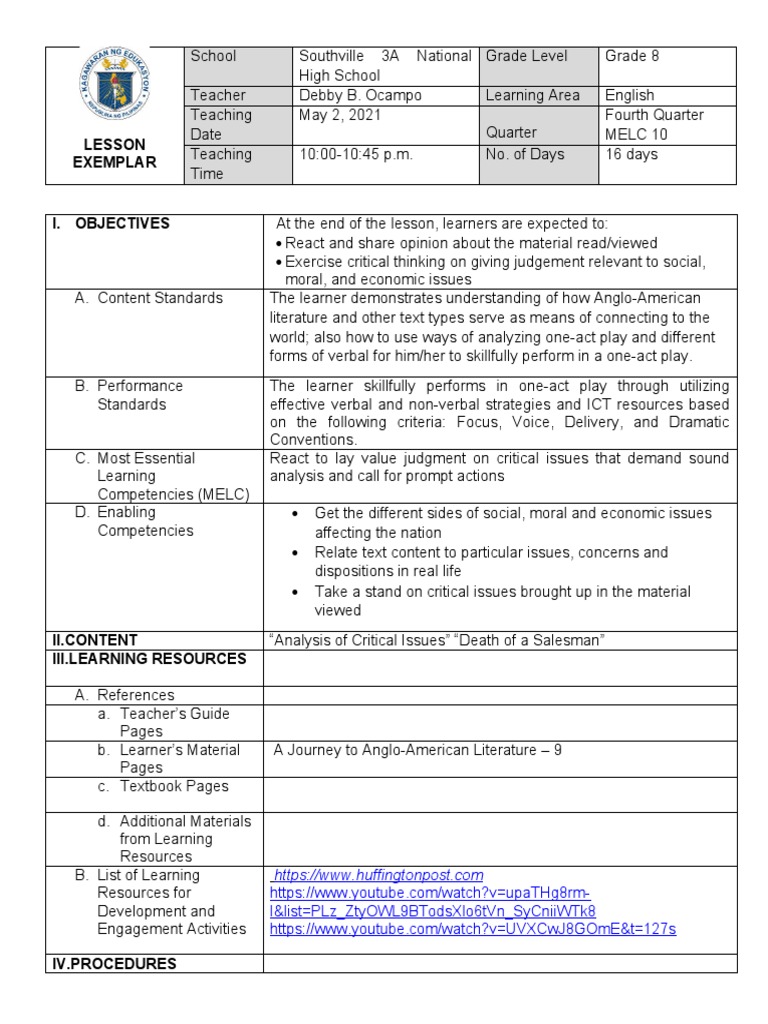 Le English 9 Fourth Quarter Melc 10 | PDF