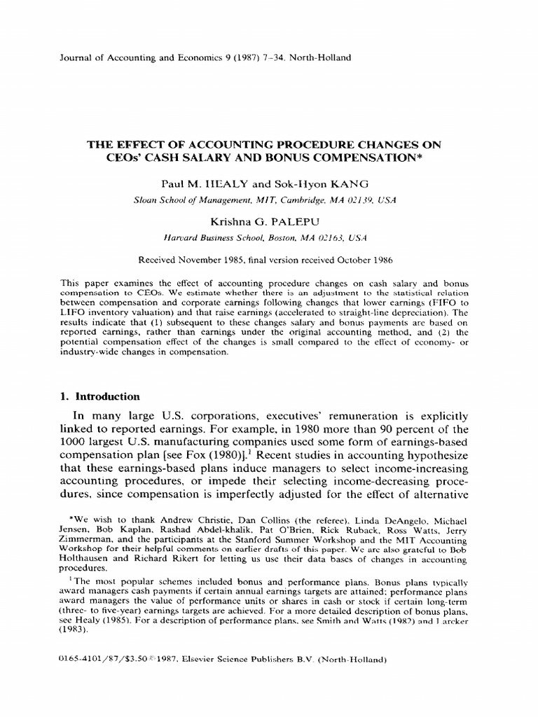 Healy 1987 | PDF | F Test | Statistical Analysis