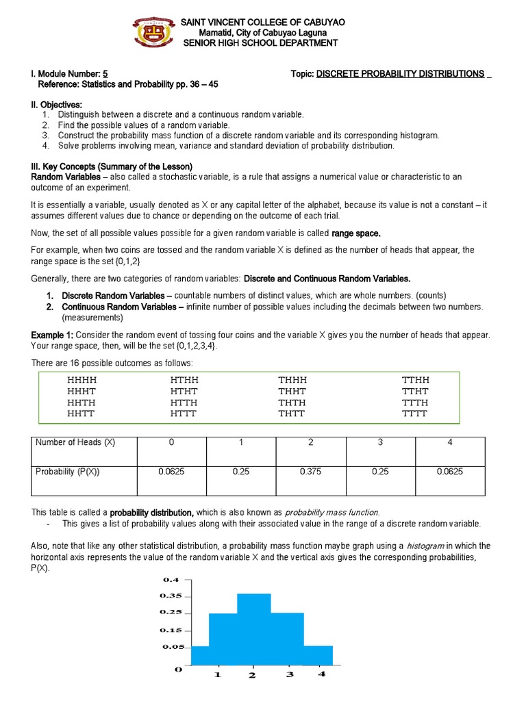 Module 5 - Stat. - Prob. | PDF | Random Variable | Probability Distribution