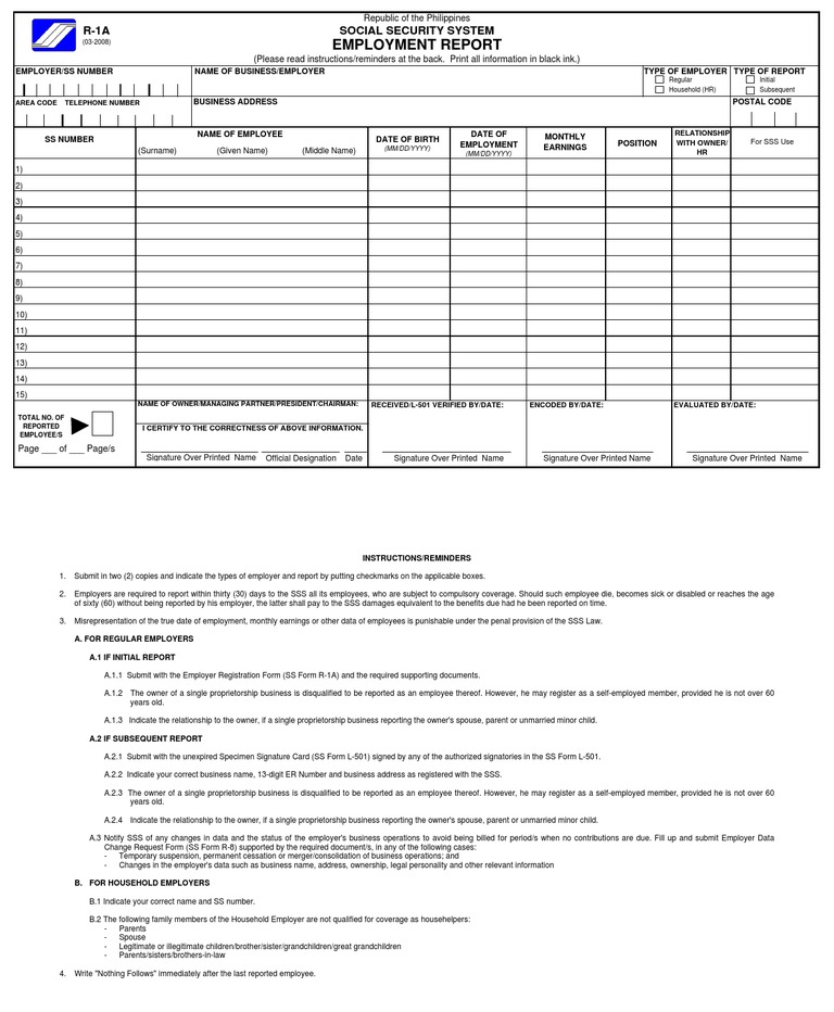 R1a Fillin Rev-1 | PDF | Sole Proprietorship | Employment