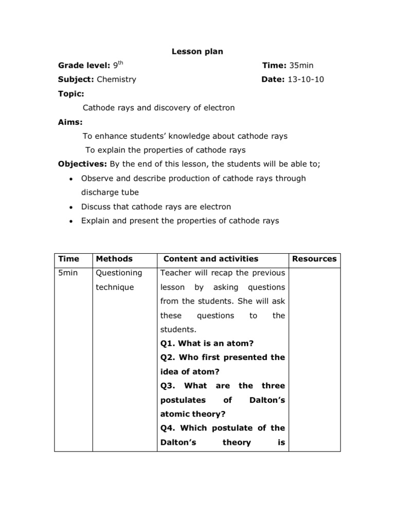 Lesson Plan | PDF | Gases | Solid