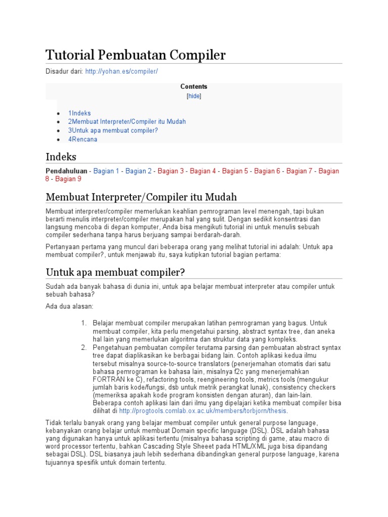 Tutorial Pembuatan Compiler | PDF