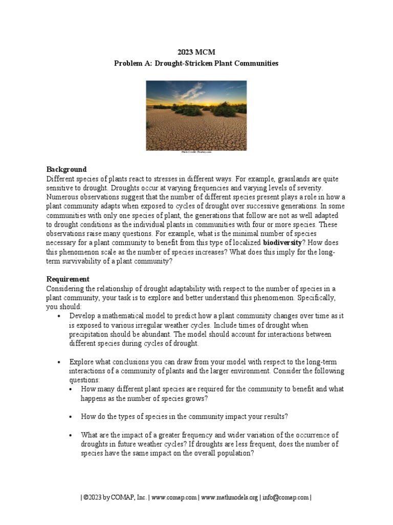 2023 MCM Problem A | PDF | Drought | Species 2023 MCM Problem A | PDF | Drought | Species