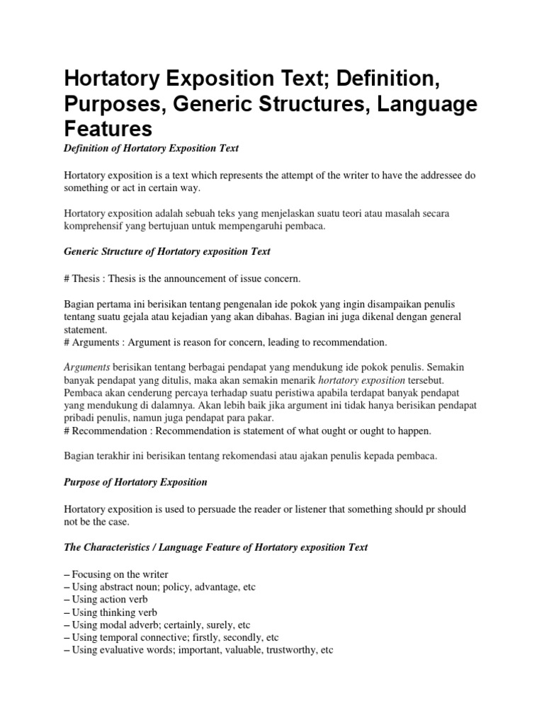 Hortatory Exposition Text | PDF | Verb | Syntax