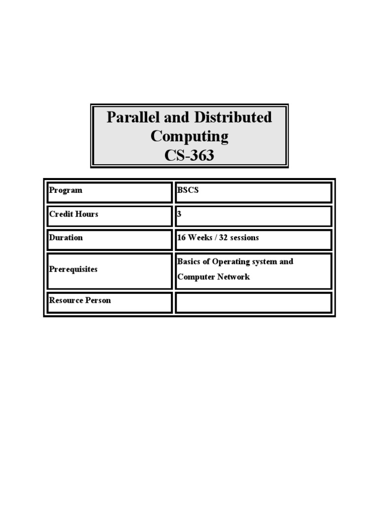 Course Outline | PDF | Distributed Computing | Parallel Computing