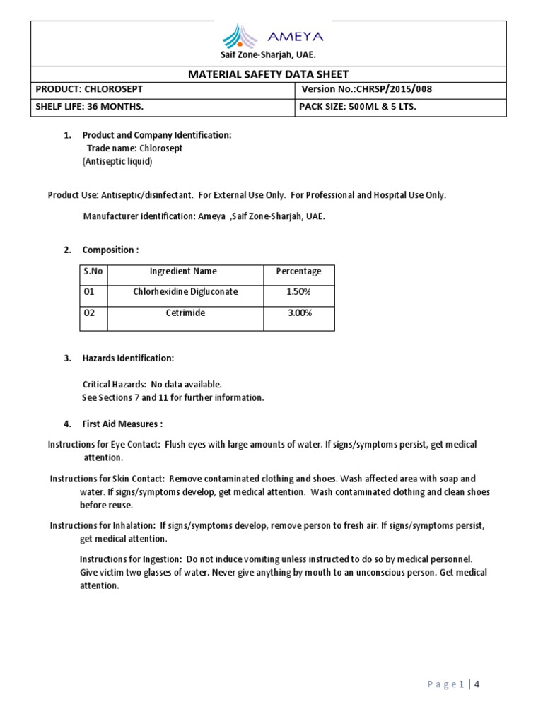 Chlorosept | PDF | Water | Personal Protective Equipment
