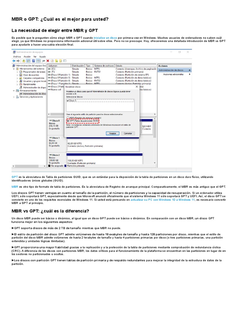 MBR o GPT - ¿Cuál Es El Mejor para Usted? | PDF | Tecnología de sistema ...