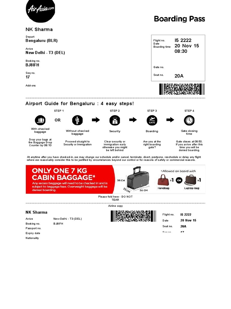 Air Asia Boarding Pass | Download Free PDF | Aviation | Transport