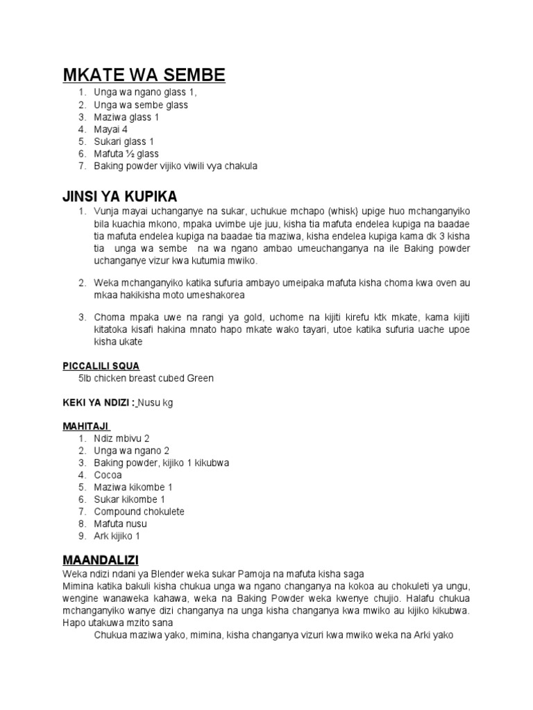 Mapishi Ya Vitafunwa Mbalimbali | PDF