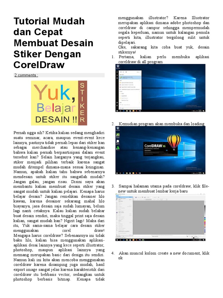 Tutorial Mudah Dan Cepat Membuat Desain Stiker Dengan CorelDraw | PDF