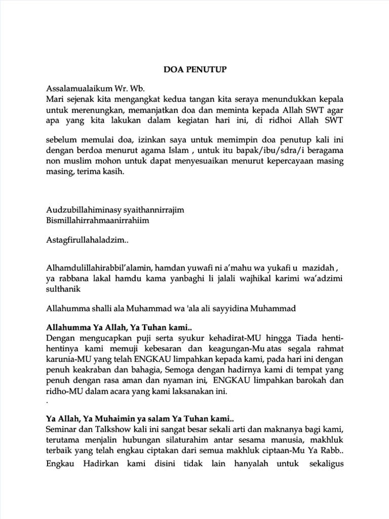 PDF Doa Penutup Acara Seminar Compress | PDF