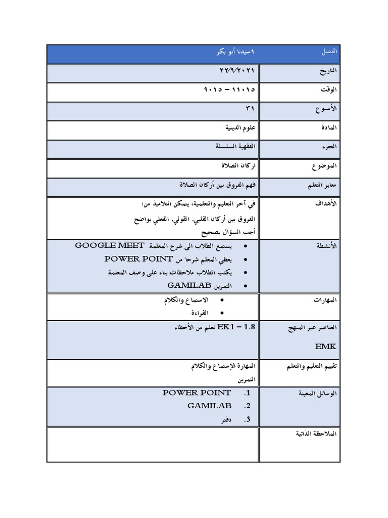 RPH Ulum Diniah 22.09.2021 | PDF