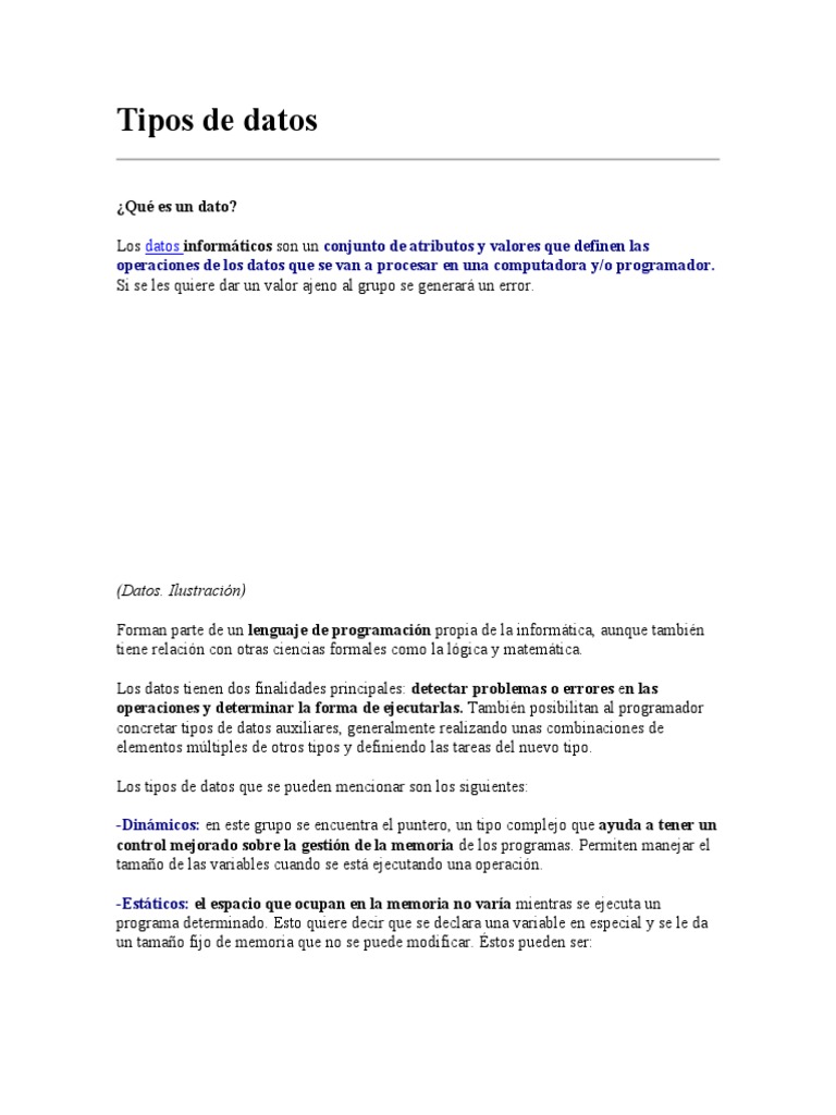 Guía De Tipos De Datos En Programación Pdf Tipo De Datos Lenguaje 2110