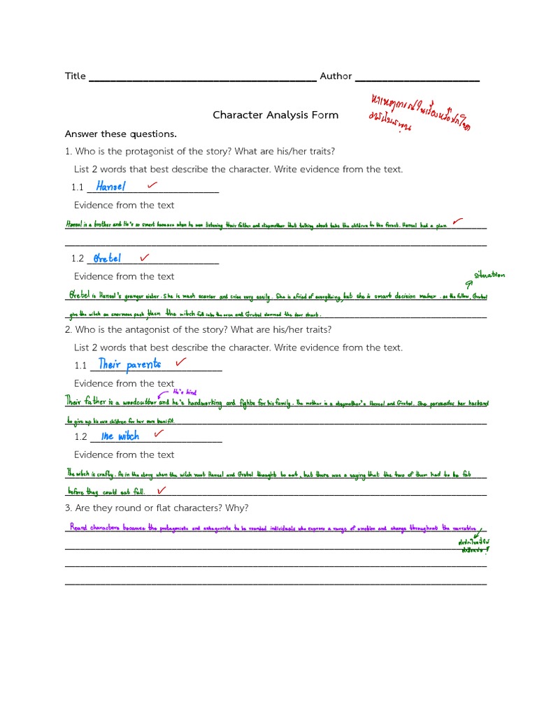 Character and Setting Analysis Form | PDF | Hansel And Gretel