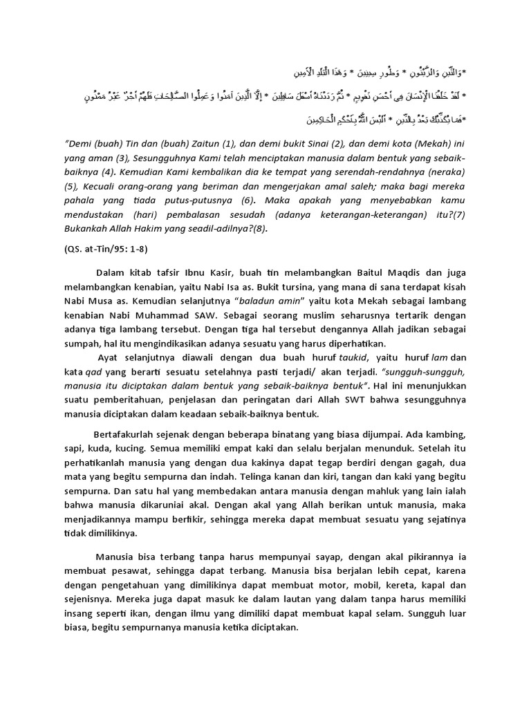 Tafsir Dan Kandungan Surat at Tiin | PDF