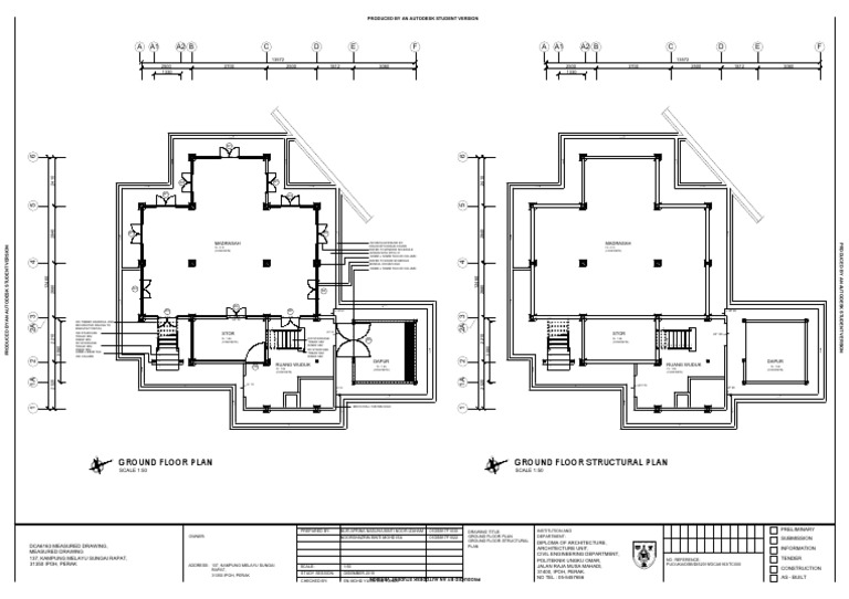 Ground Floor Structural Plan Document | PDF | Stairs | Structural ...