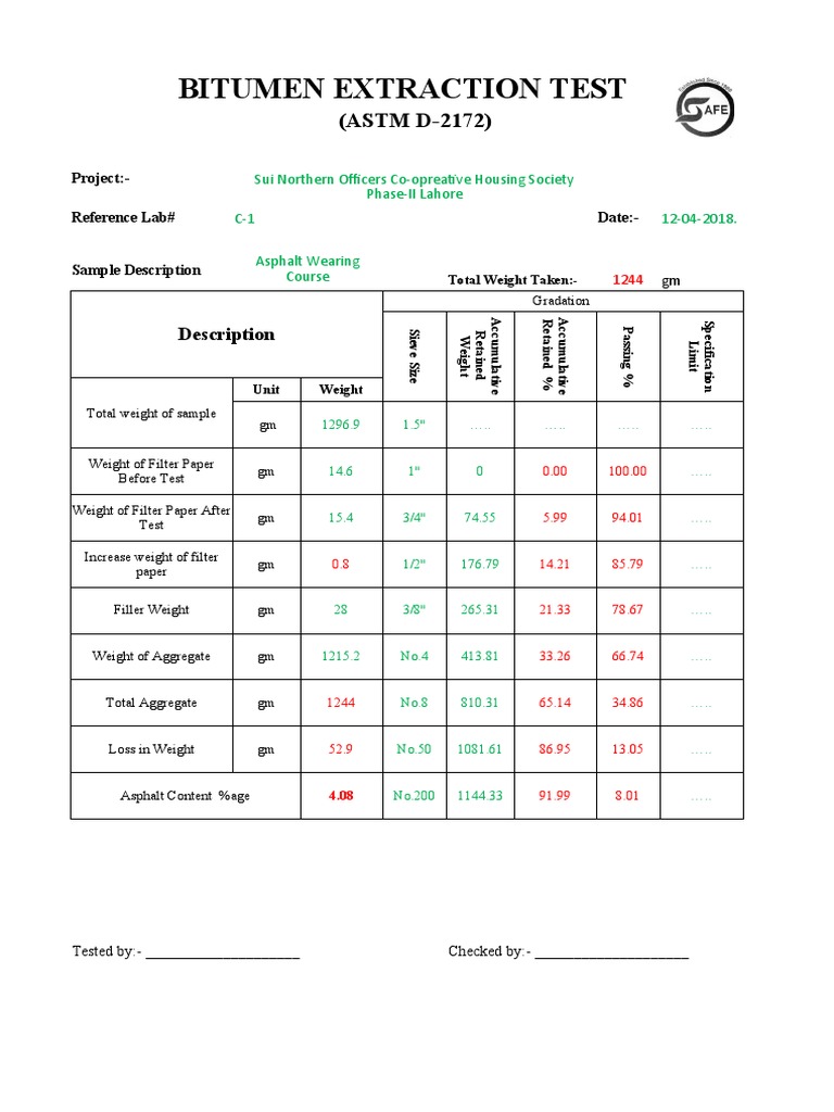 Bitumen Extraction Test | PDF | Building Materials | Materials